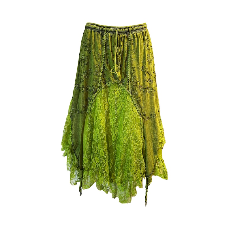 Boho Handmade Maxi Skirt, Fairycore Cottagecore Elastic Waist, Layered ...