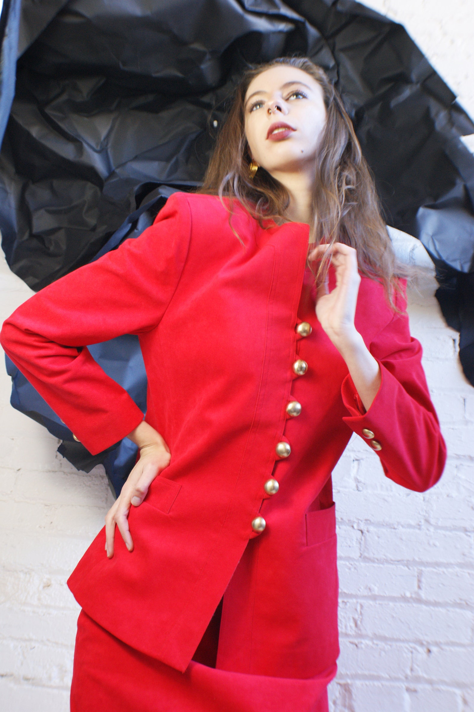 Red Ultra Suede Vintage Suit | Etsy