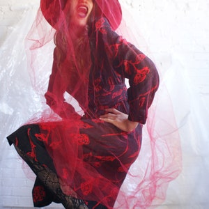 Red Rose Wrap Silk Dress - Etsy