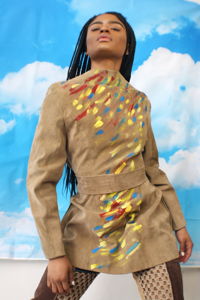 Reworked Hand Painted Vintage Suede Jacket | Etsy