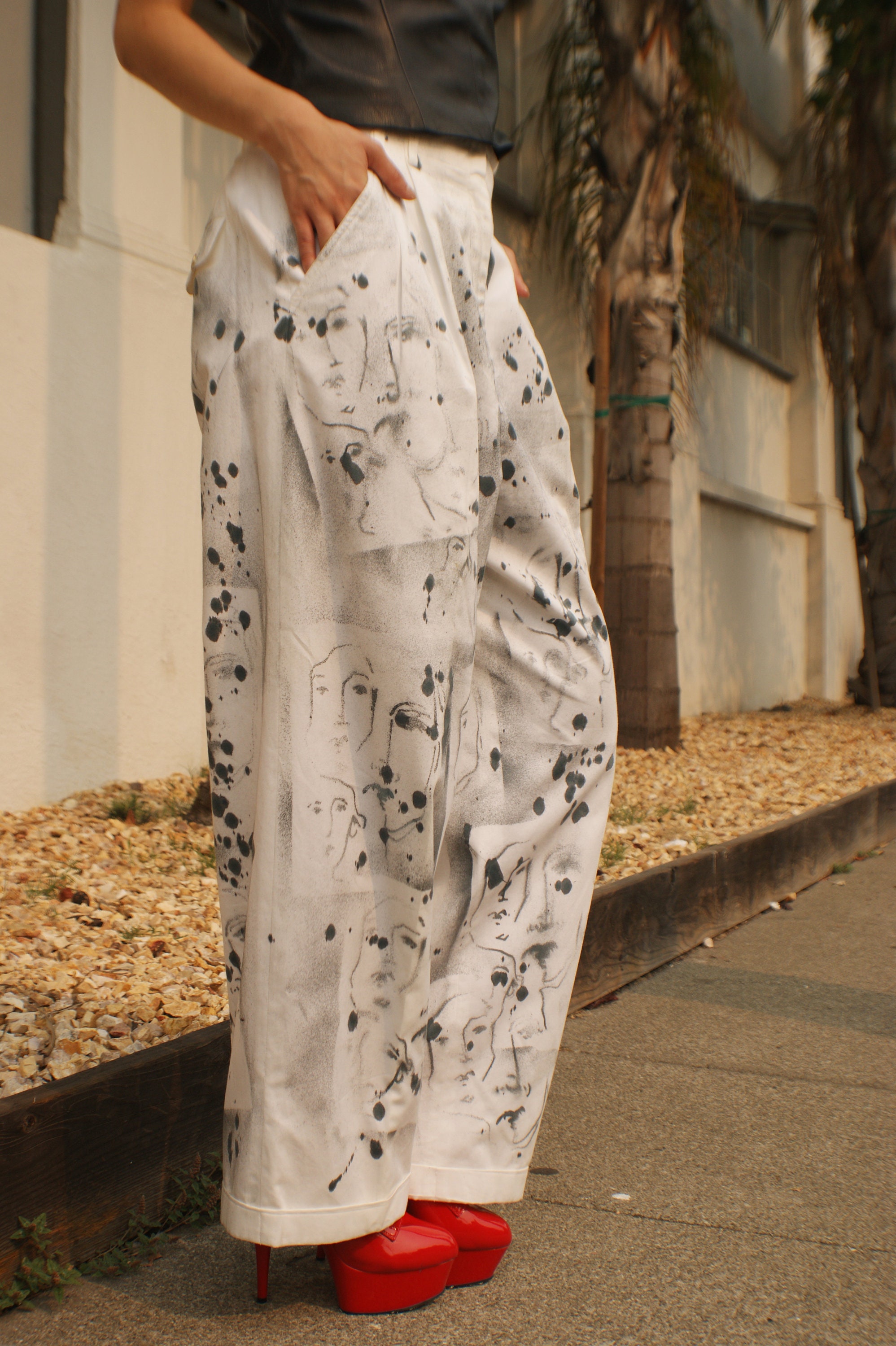 Unique Hand Painted Faces Pants - Etsy