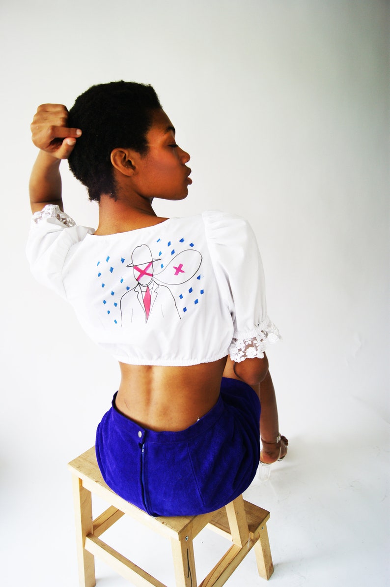 Vintage 1950's Peasant Top With Hand Drawing | Etsy