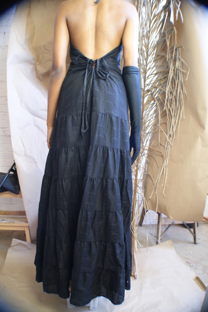 Unique Black Open Back Linen Dress - Etsy