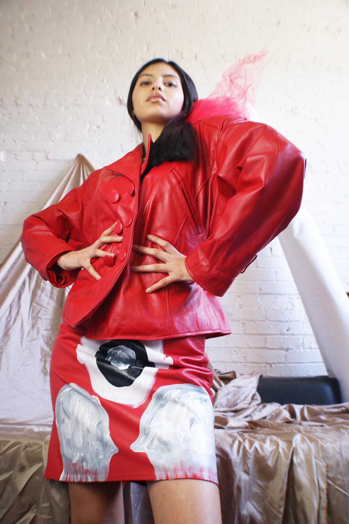 Unique Red Leather Suit With Hand Painting - Etsy