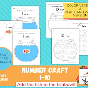 Number Craft Pages for Kids, Learn Numbers 1 to 10, Fun Learning for ...