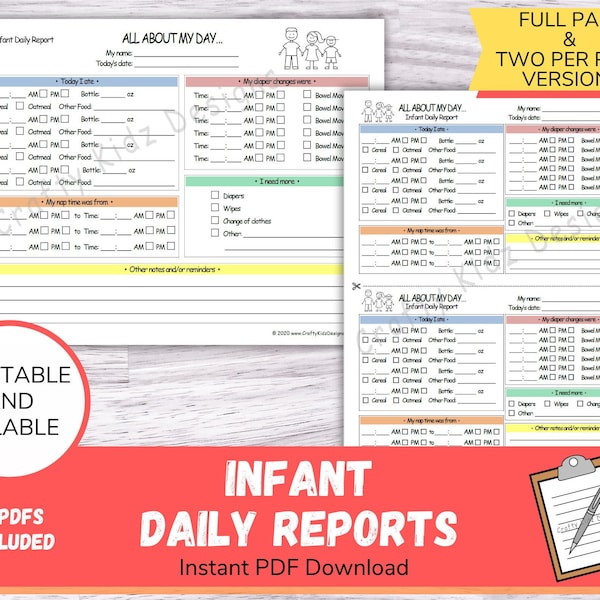 Daycare Daily Report - Etsy