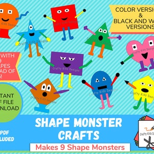 Shape Monster Crafts, Fun Way for Kids to Learn Shapes, Perfect Crafts ...