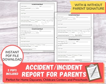 Accident Report Printable Ouchie Report Booboo Report - Etsy