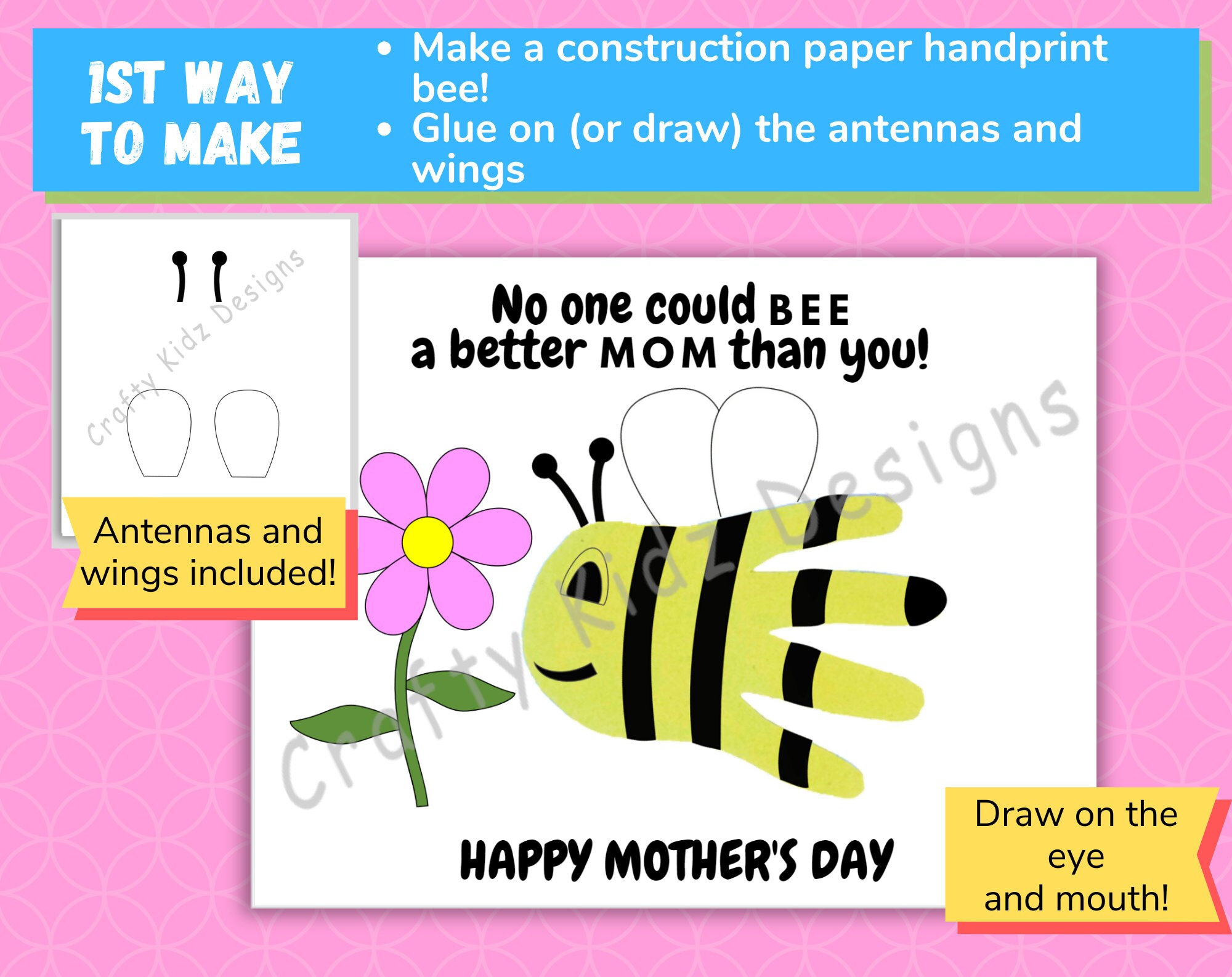 Handprint Mother's Day Craft for Mom, No One Could Bee Better, Perfect ...