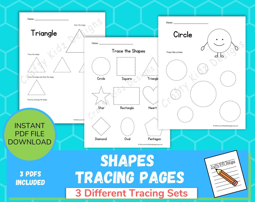 Shape Tracing Pages for Kids, Learn Shapes, Fun Learning for Preschool ...