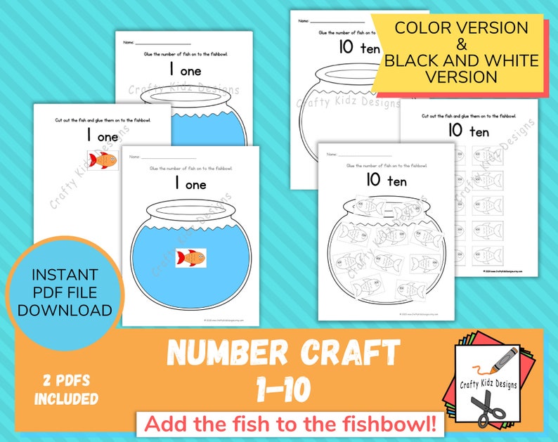 Number Craft Pages for Kids, Learn Numbers 1 to 10, Fun Learning for ...