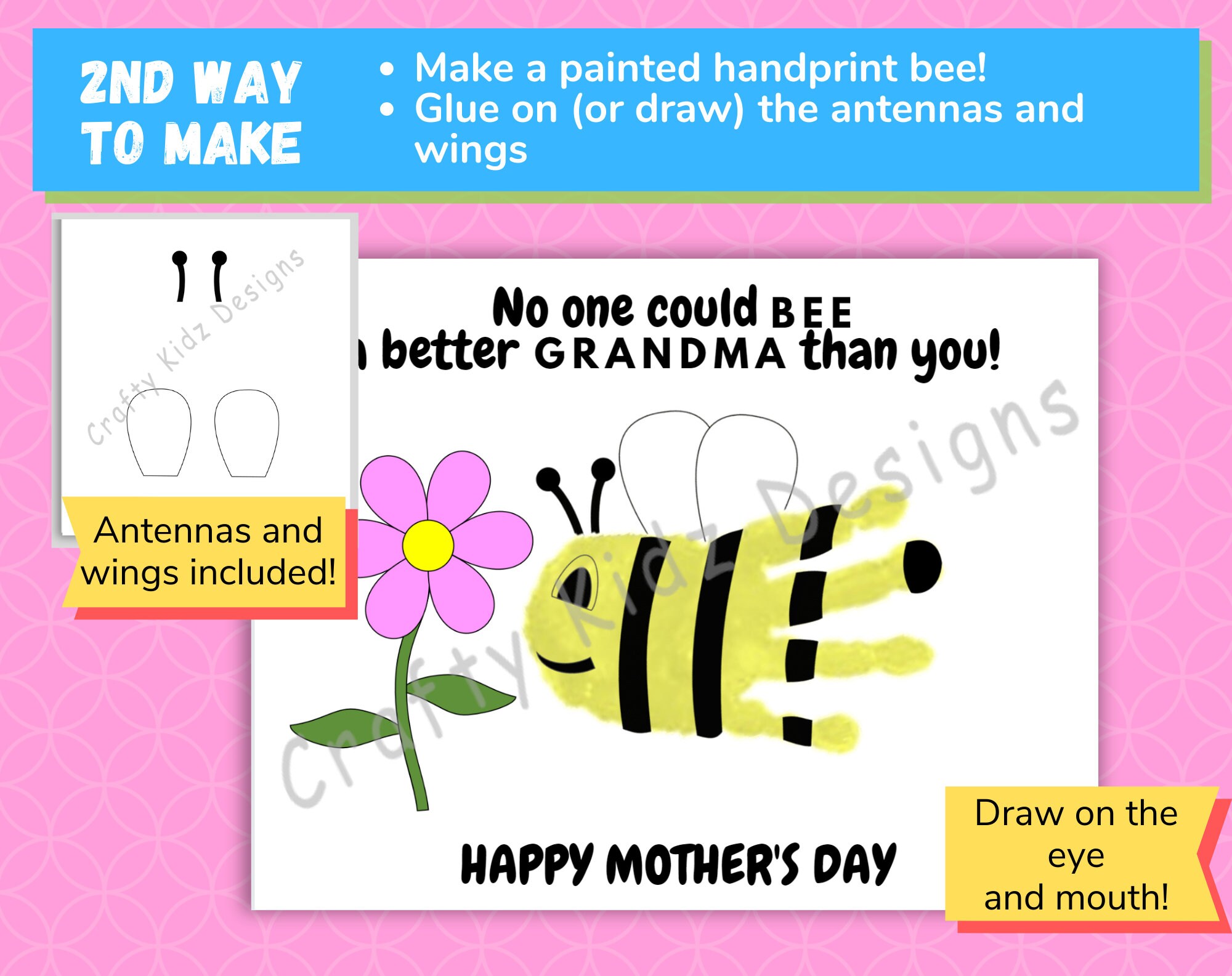 Handprint Bee Mother's Day Craft for Grandma (digital Download) - Etsy