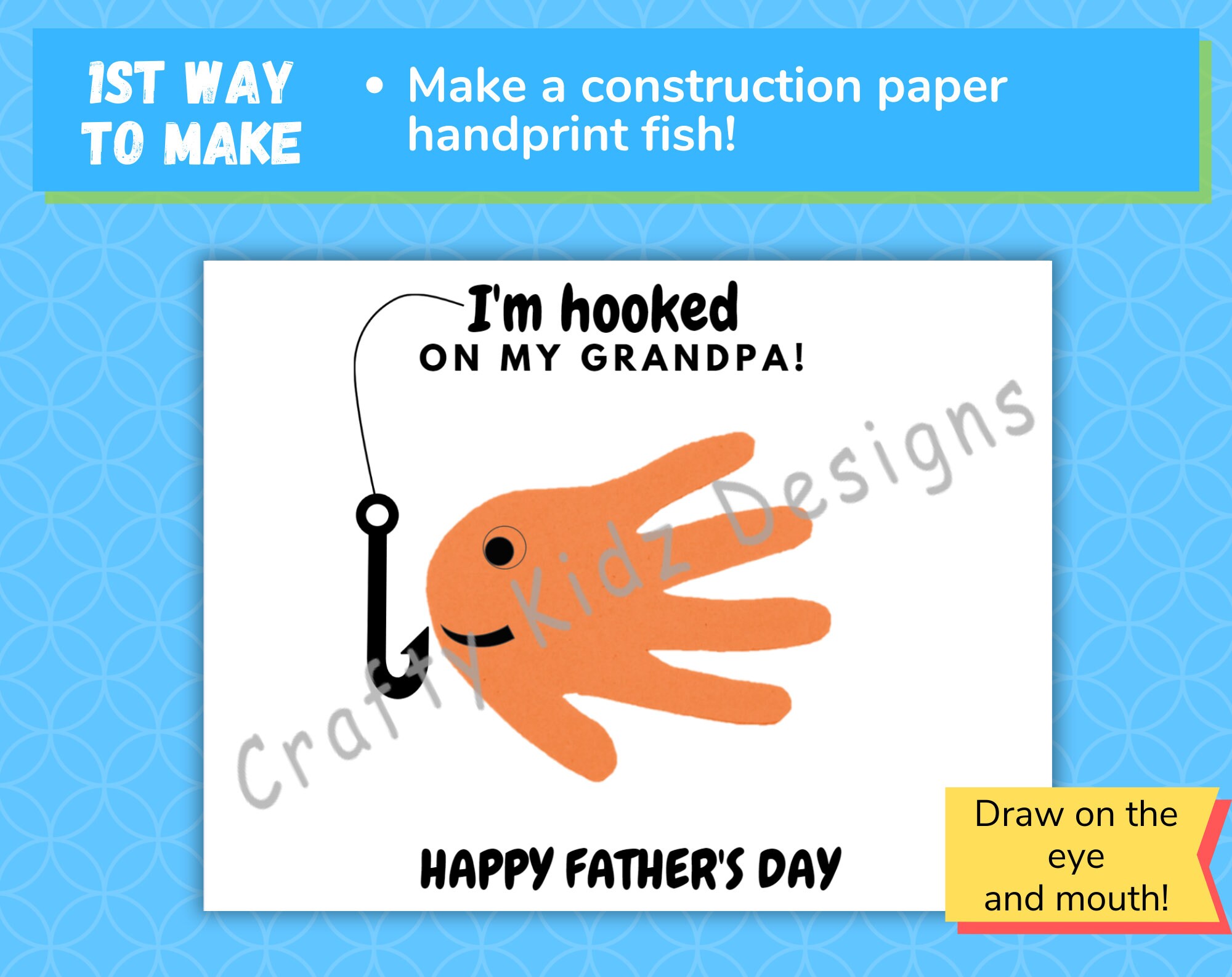 Handprint Father's Day Craft for Grandpa, I'm Hooked on You, Perfect ...