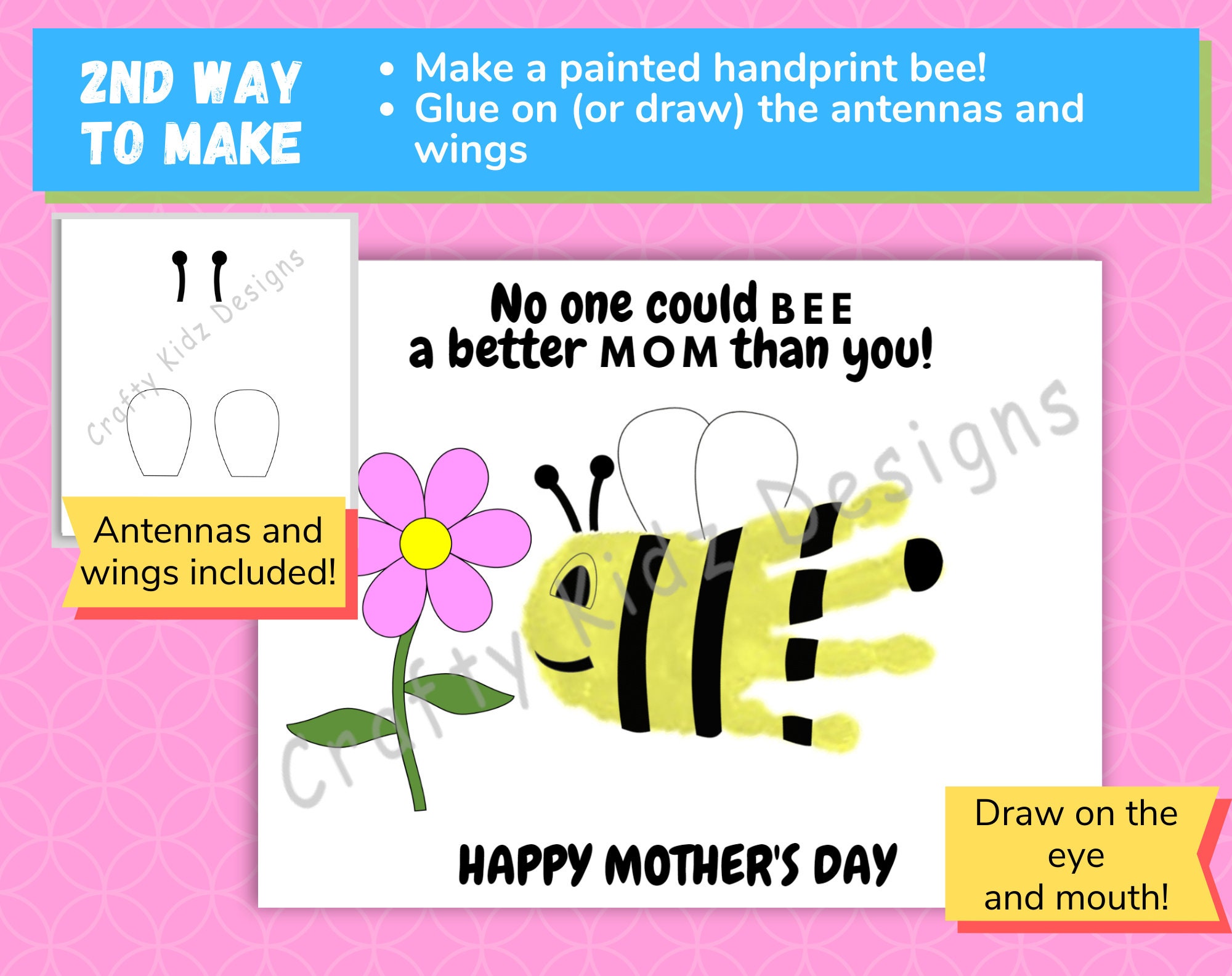 Handprint Mother's Day Craft for Mom, No One Could Bee Better, Perfect ...