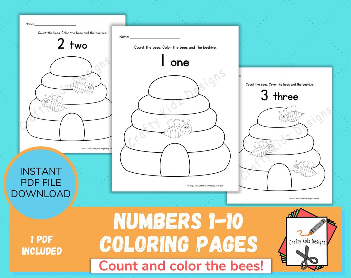 Number Coloring Pages for Kids, Learn Numbers 1 to 10, Coloring Pages ...