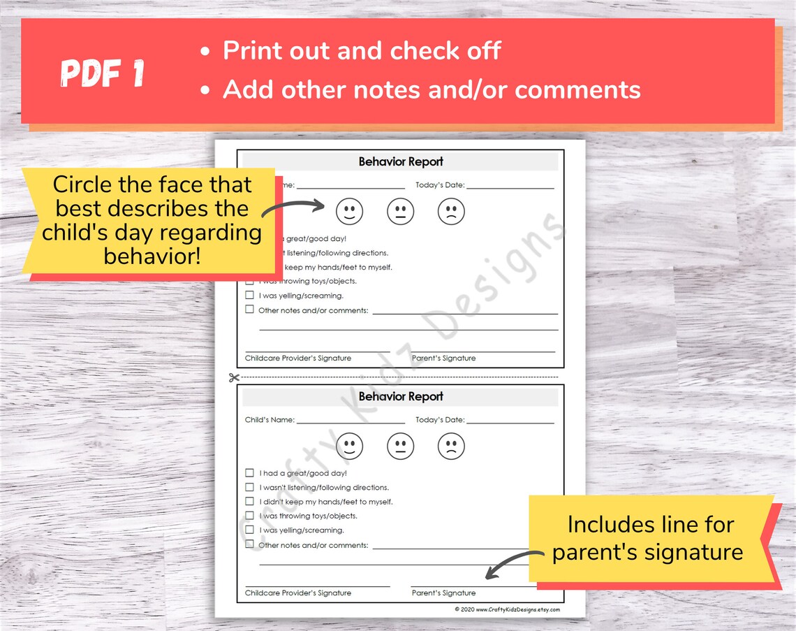 Child Behavior Report for Home Daycares, Childcare Centers and ...