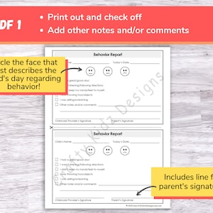 Child Behavior Report for Home Daycares, Childcare Centers and ...