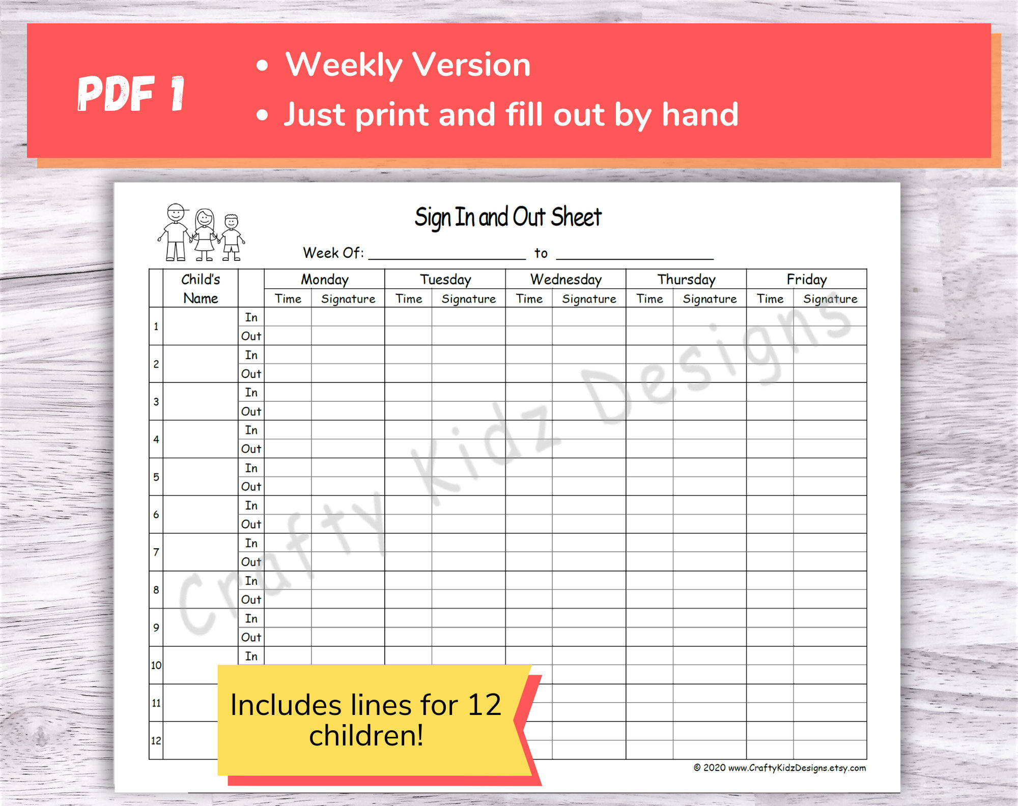 Sign in and Out Sheets Perfect for Home Daycares, Childcare Centers and ...