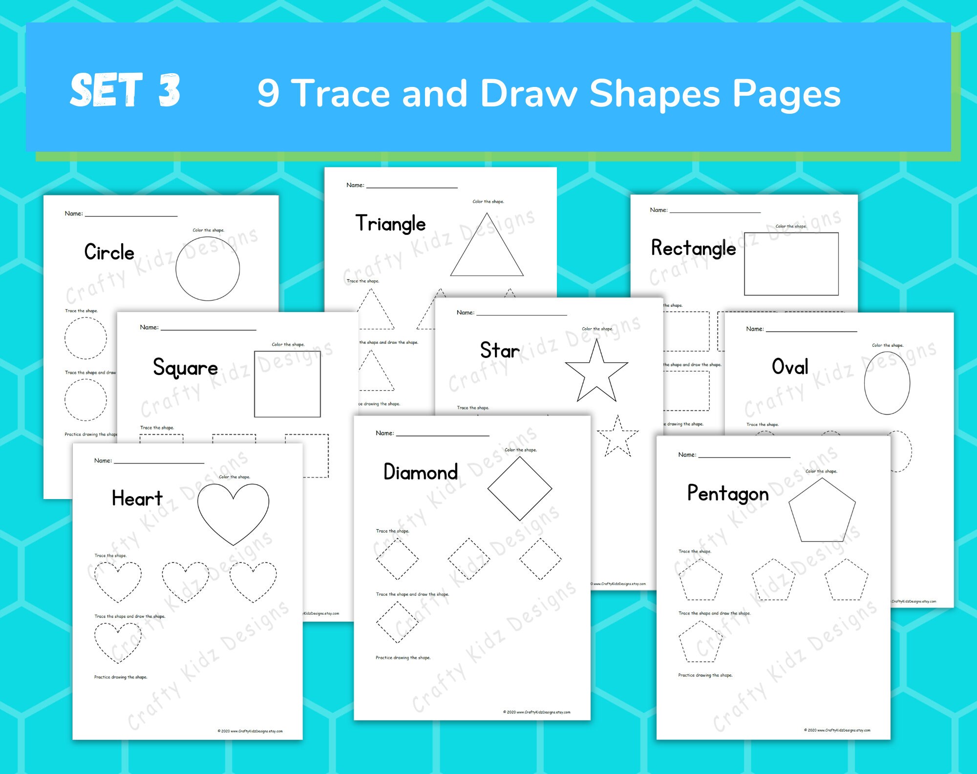 Shape Tracing Pages for Kids, Learn Shapes, Fun Learning for Preschool ...