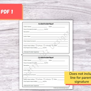 Accident Incident Report for Parents, Perfect for Home Daycares ...
