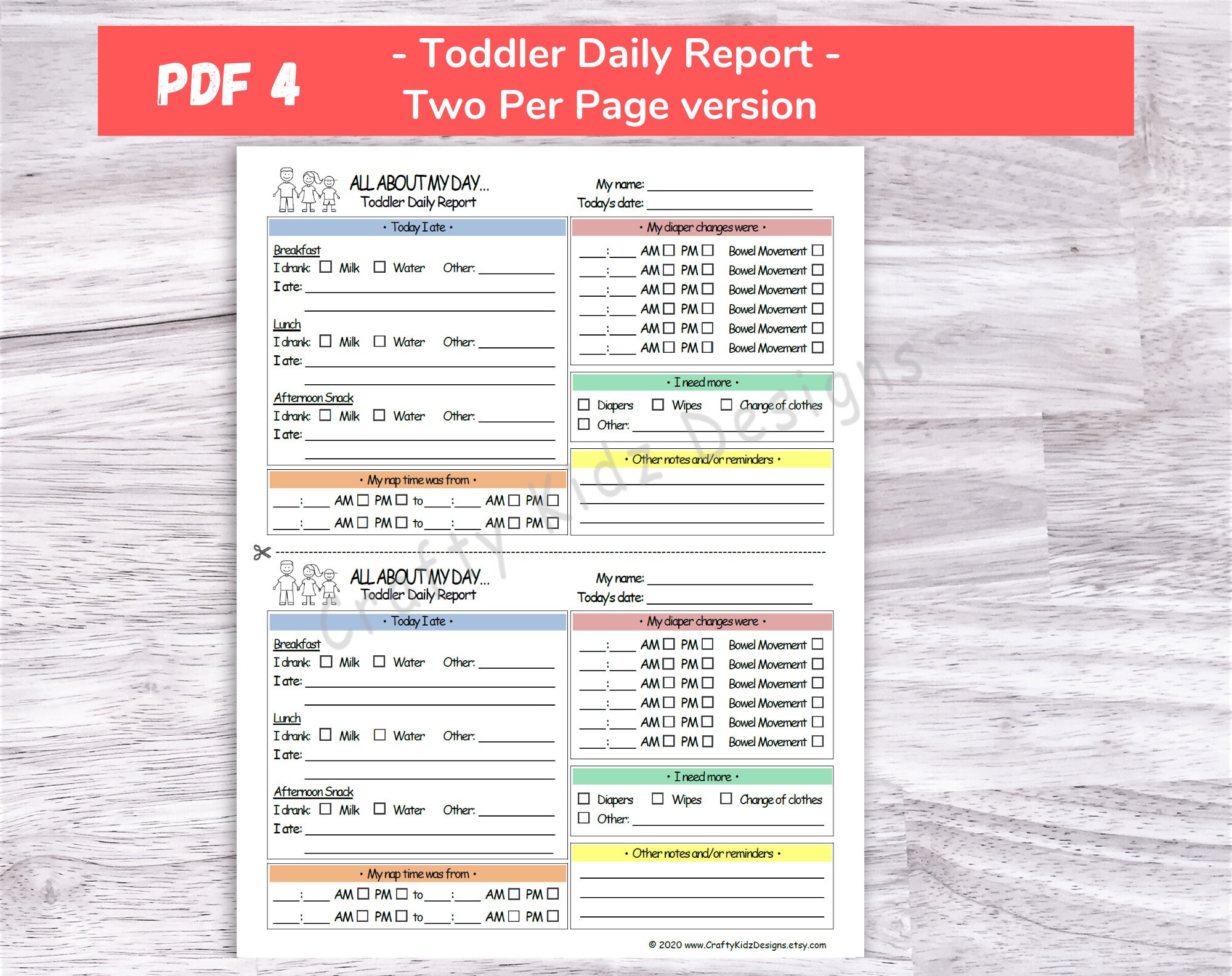 Infant, Toddler and Preschool Daily Reports Perfect for Home Daycares ...