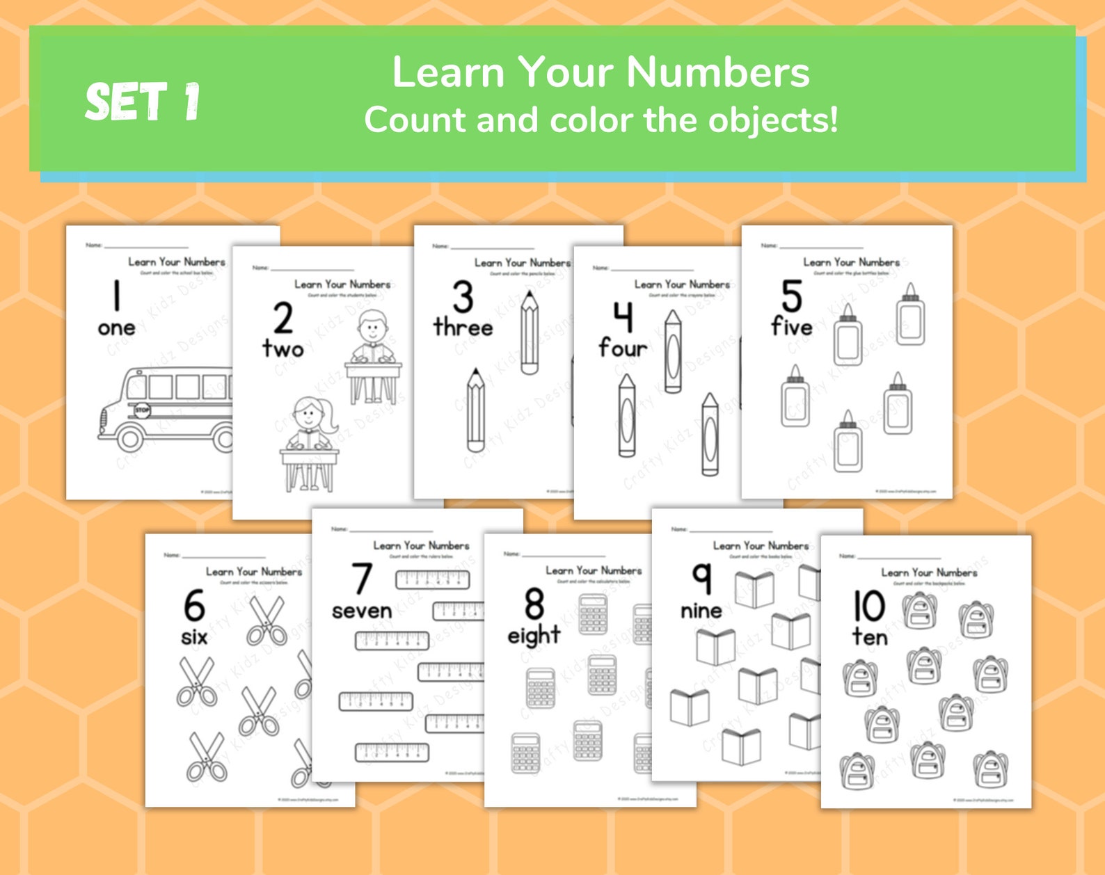 Number Learning Pages for Kids, Learn Numbers 1 to 10, Fun Learning for ...