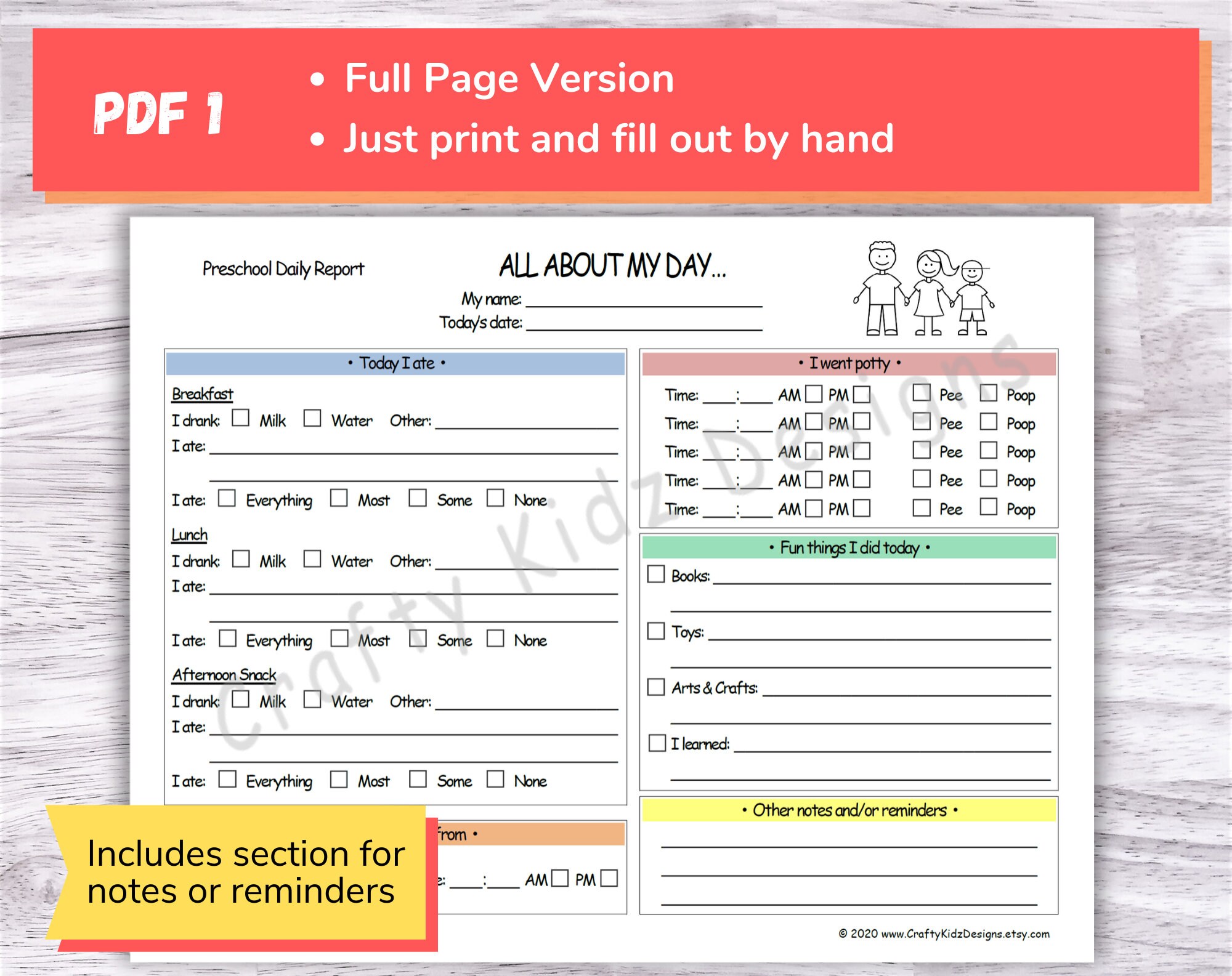 Preschool Daily Reports Perfect for Home Daycares, Childcare Centers ...