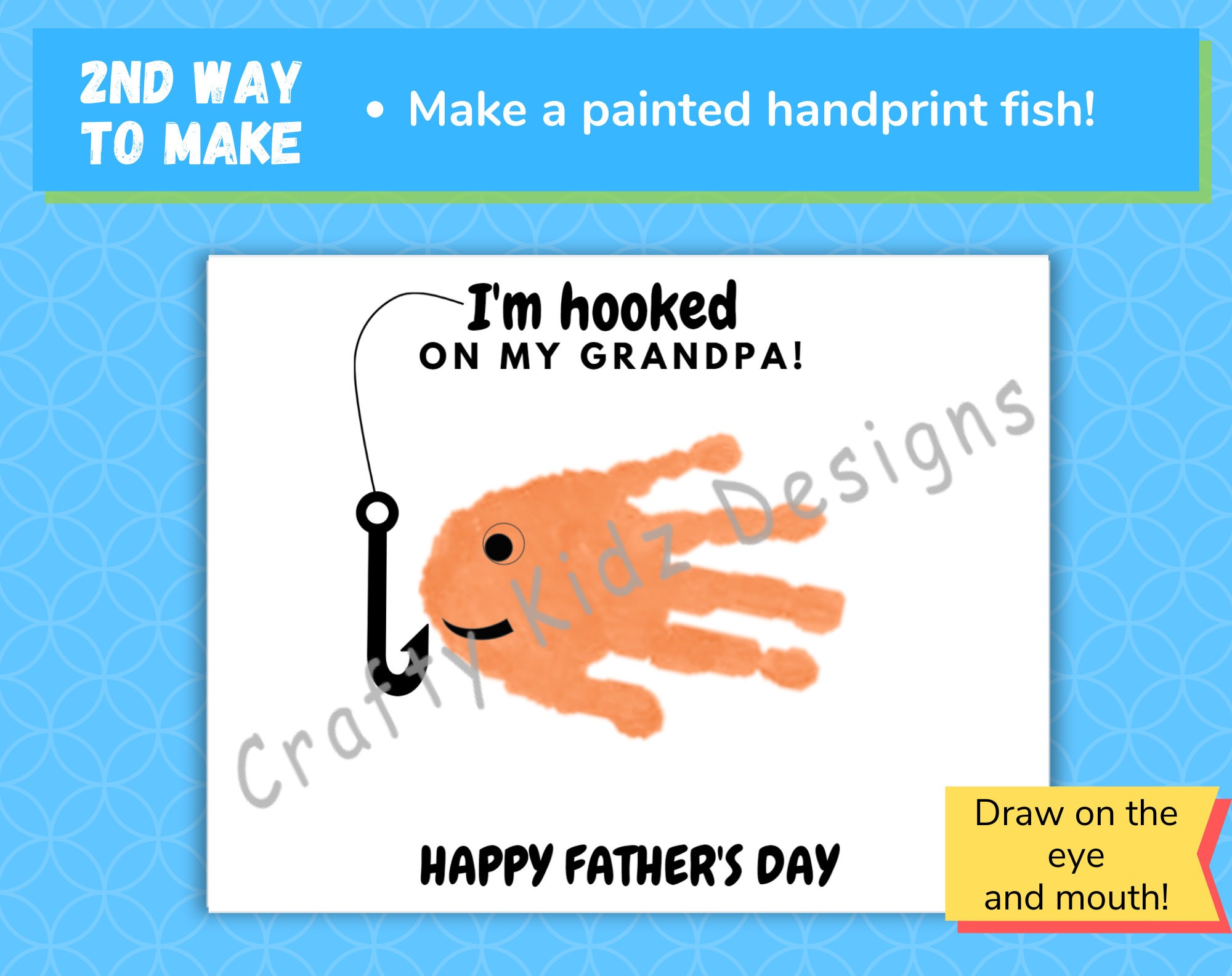 Handprint Father's Day Craft for Grandpa, I'm Hooked on You, Perfect ...
