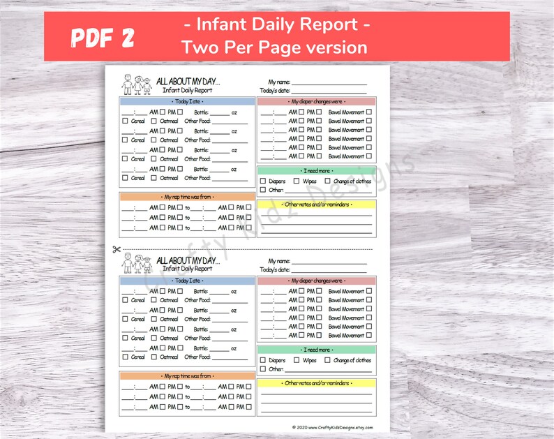 Infant, Toddler and Preschool Daily Reports Perfect for Home Daycares ...