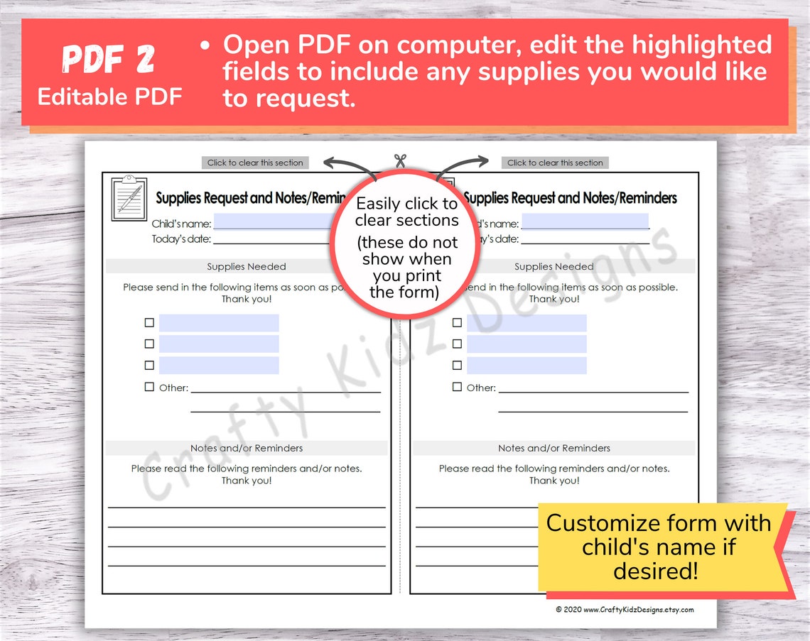 Daycare Supplies Request Form for Home Daycares, Childcare Centers and ...