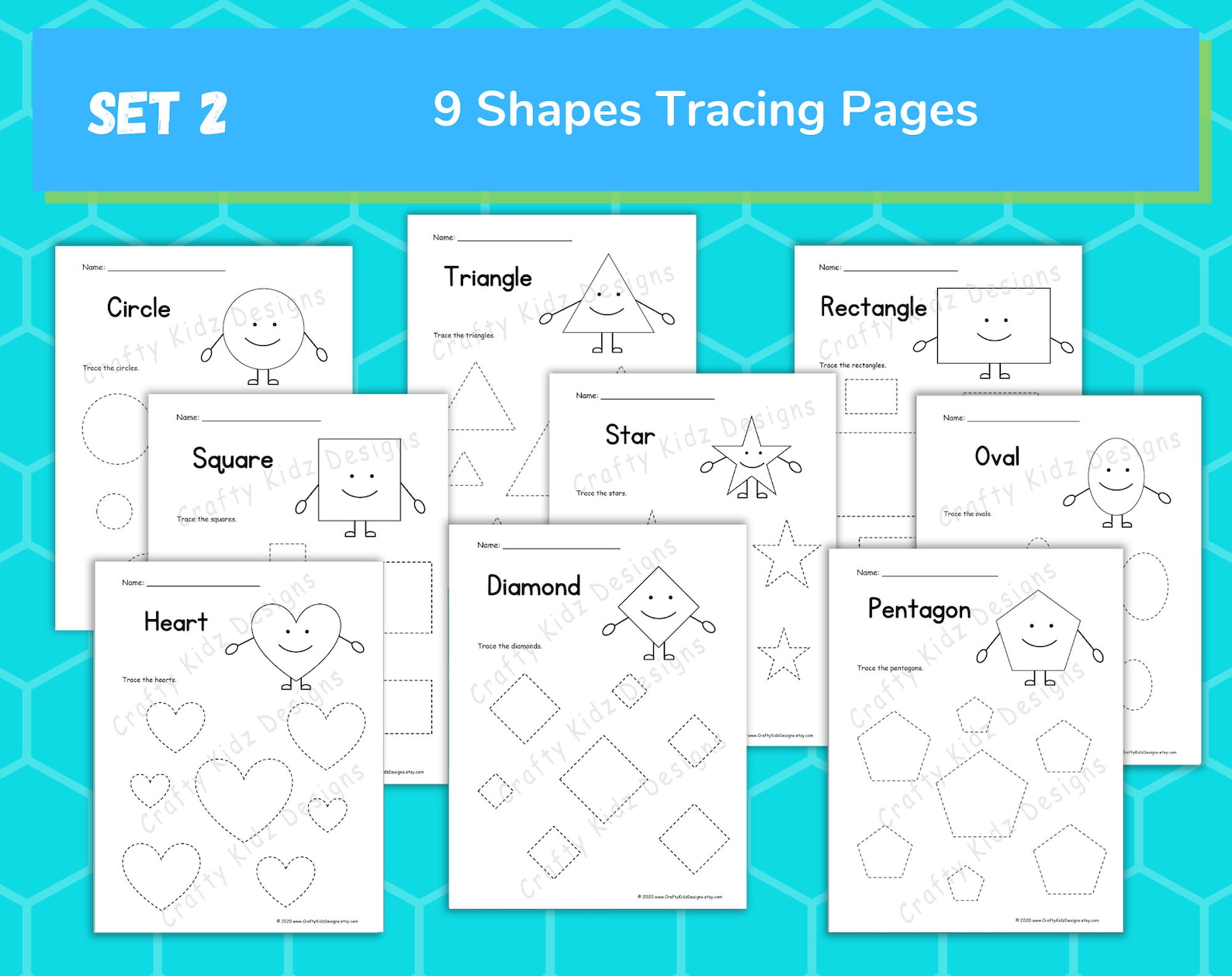 Shape Tracing Pages for Kids, Learn Shapes, Fun Learning for Preschool ...