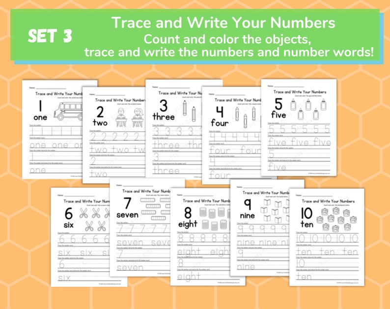 Number Learning Pages for Kids, Learn Numbers 1 to 10, Fun Learning for ...
