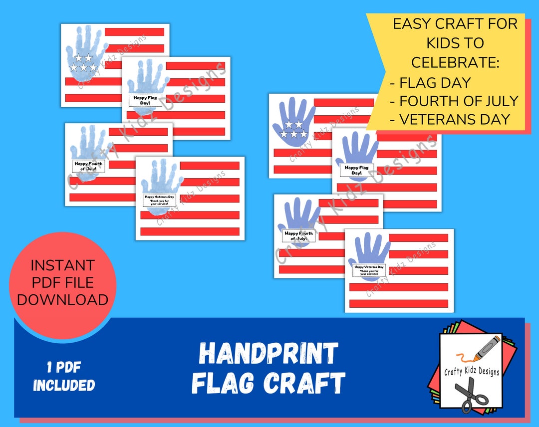 Handprint Flag Craft, Craft for Flag Day, Fourth of July, Veterans Day ...