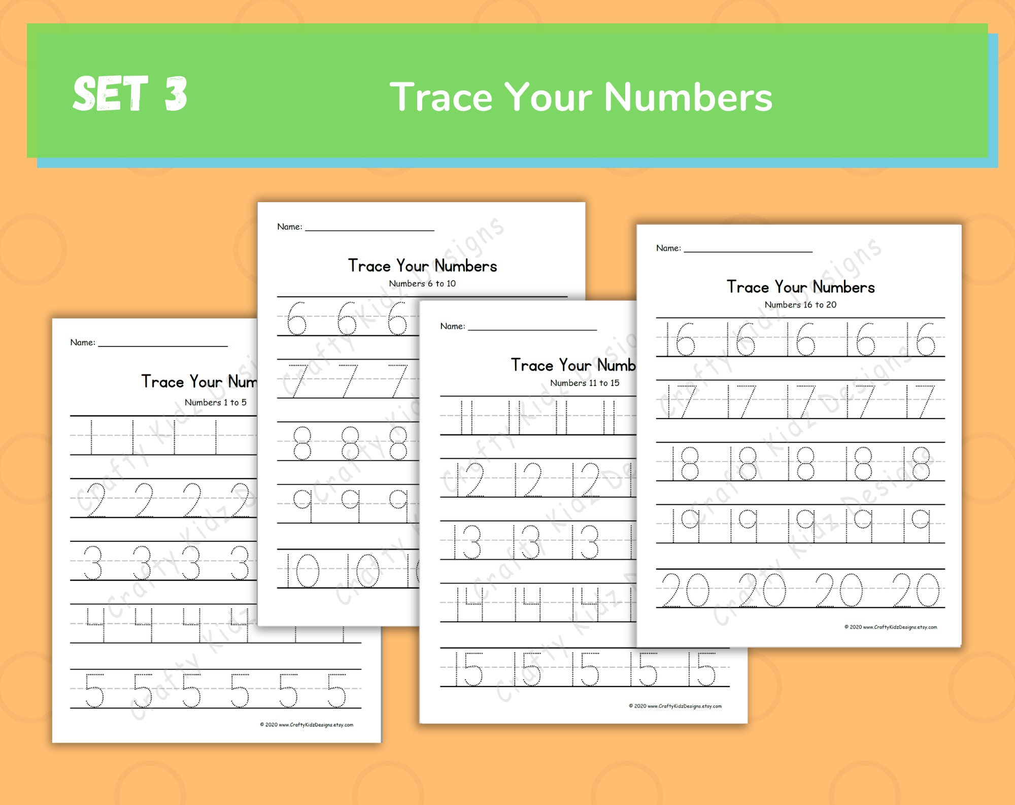 Number Tracing Pages for Kids Learn Numbers 1 to 20 Fun - Etsy