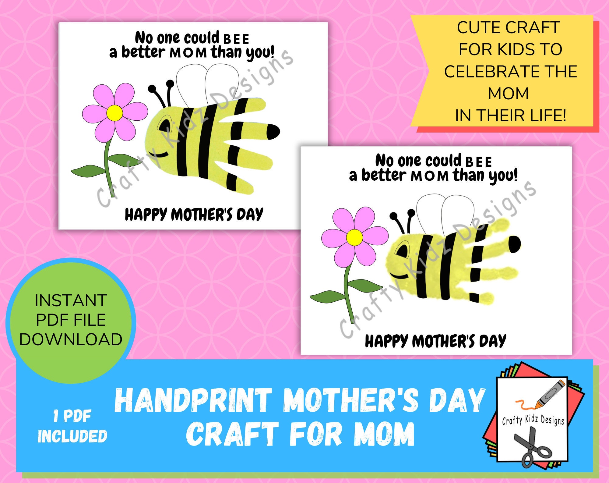 Handprint Mother's Day Craft for Mom, No One Could Bee Better, Perfect ...