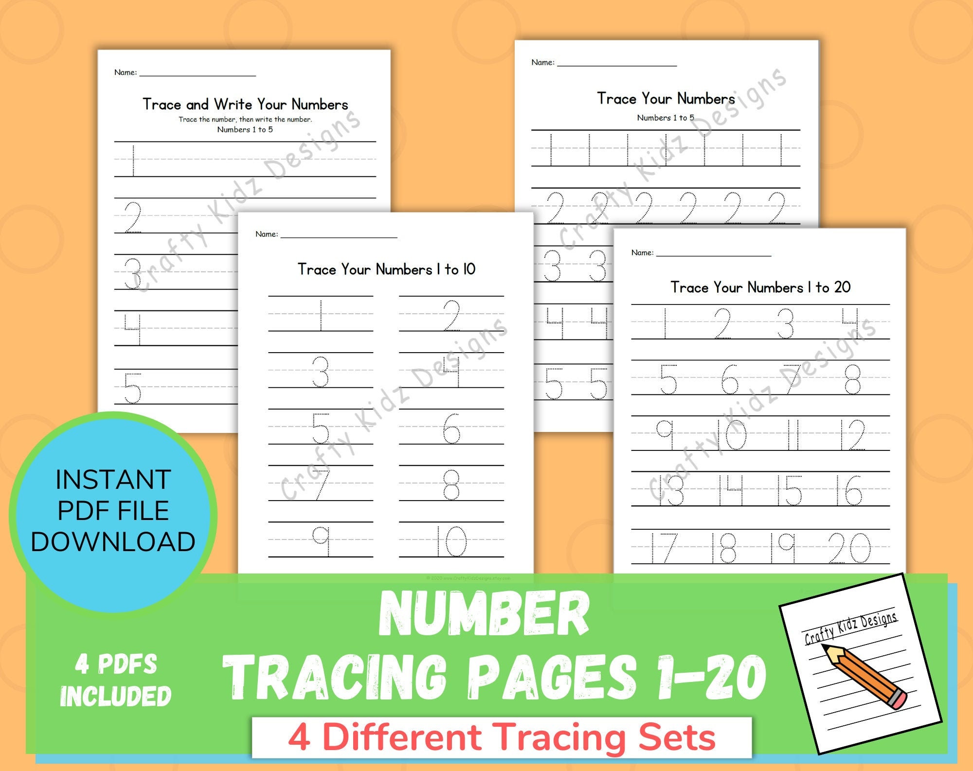 Number Tracing Pages for Kids, Learn Numbers 1 to 20, Fun Learning for ...