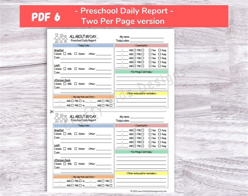 Infant, Toddler and Preschool Daily Reports Perfect for Home Daycares ...