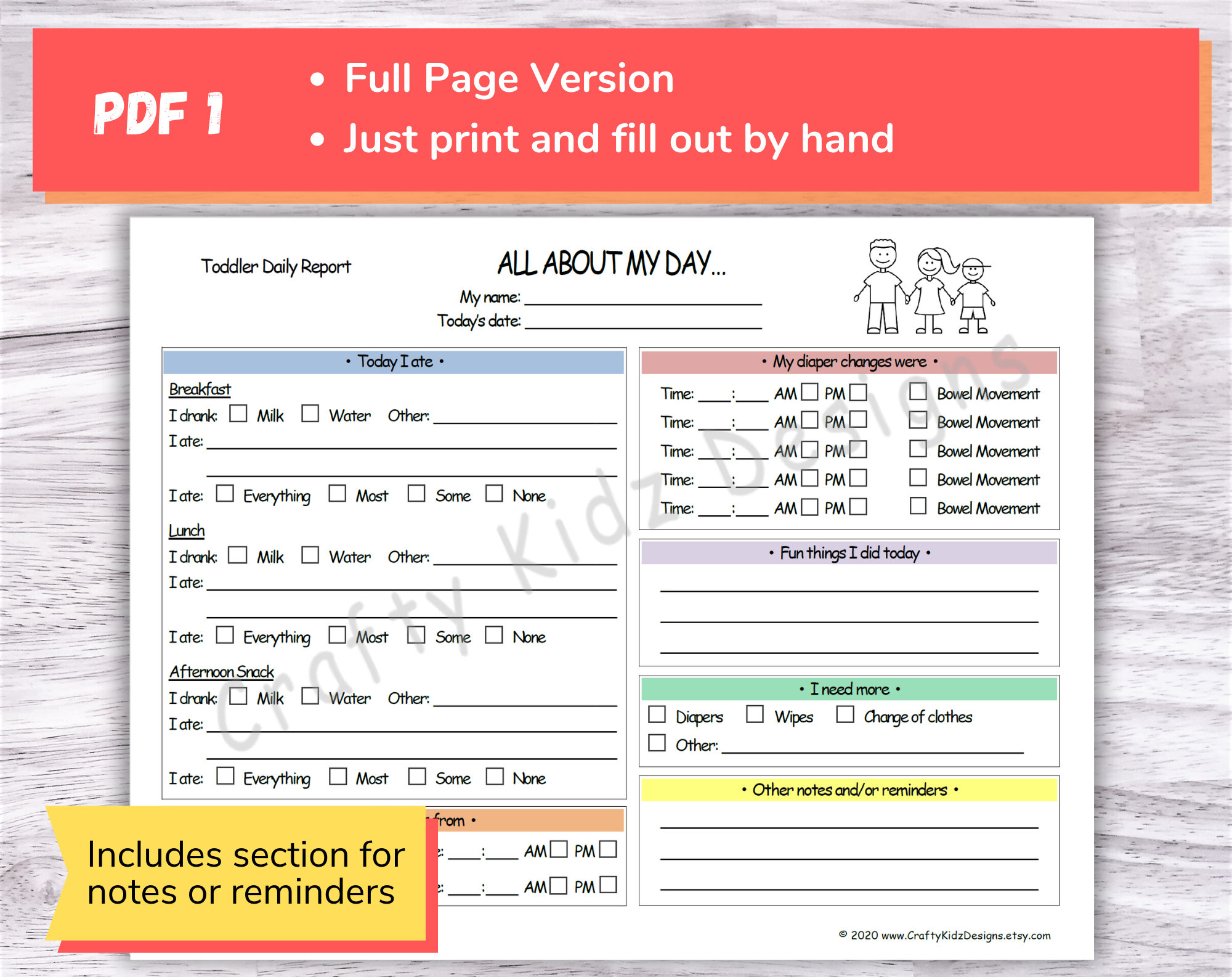 Toddler Daily Reports Perfect for Home Daycares, Childcare Centers ...