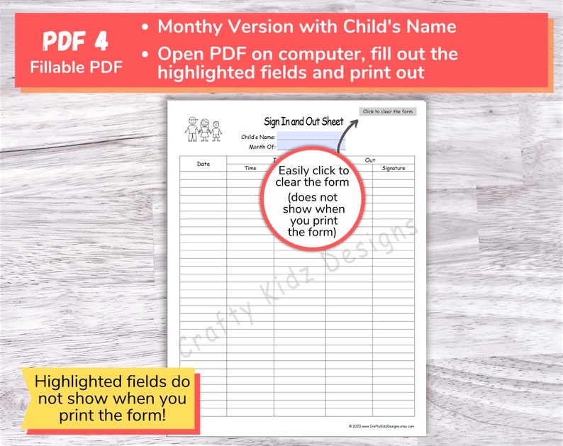 Sign in and Out Sheets Perfect for Home Daycares, Childcare Centers and ...