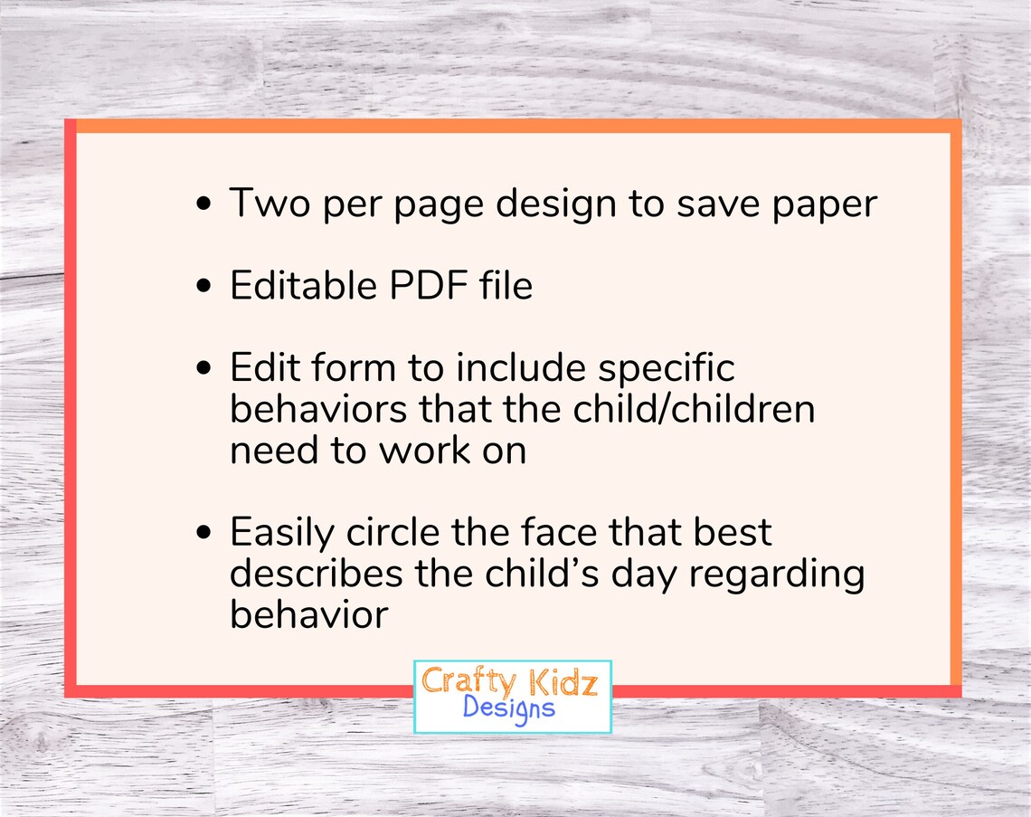Child Behavior Report for Daycare, Printable & Editable PDF Forms - Etsy