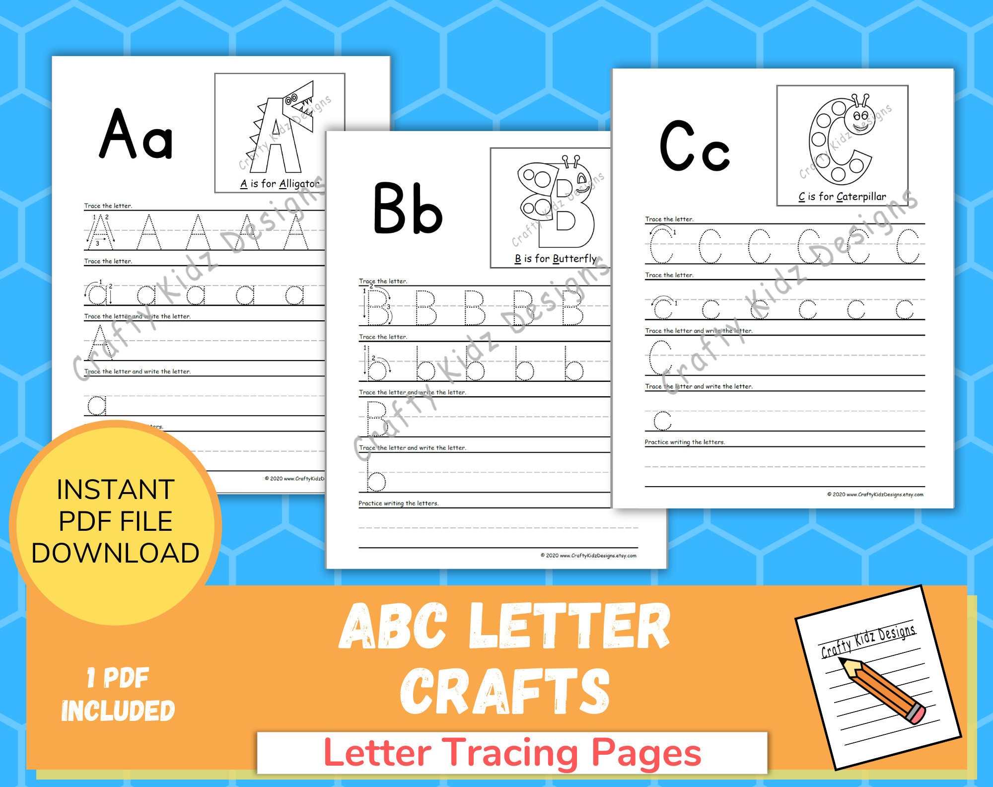 ABC Letter Tracing Pages for Kids, Letter Practice, Trace Letters, Fun ...