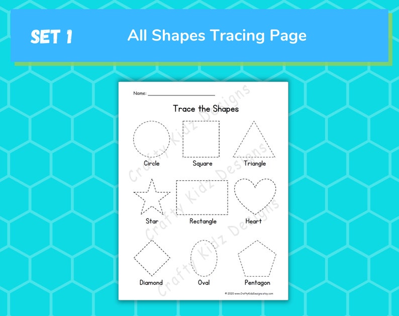 Shape Tracing Pages for Kids, Learn Shapes, Fun Learning for Preschool ...