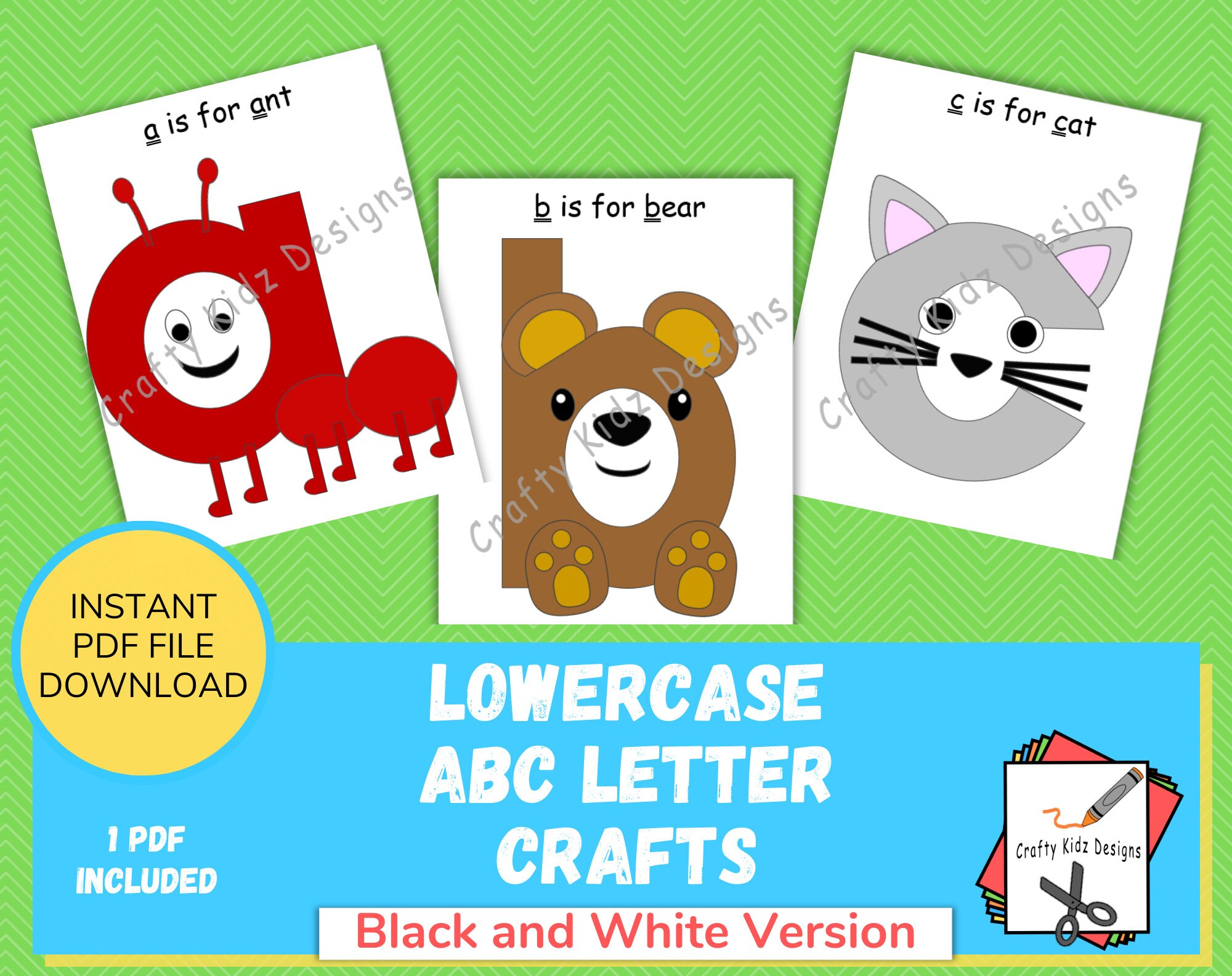 Lowercase ABC Animal Crafts for Toddlers, Preschool (PDF Pattern) - Etsy