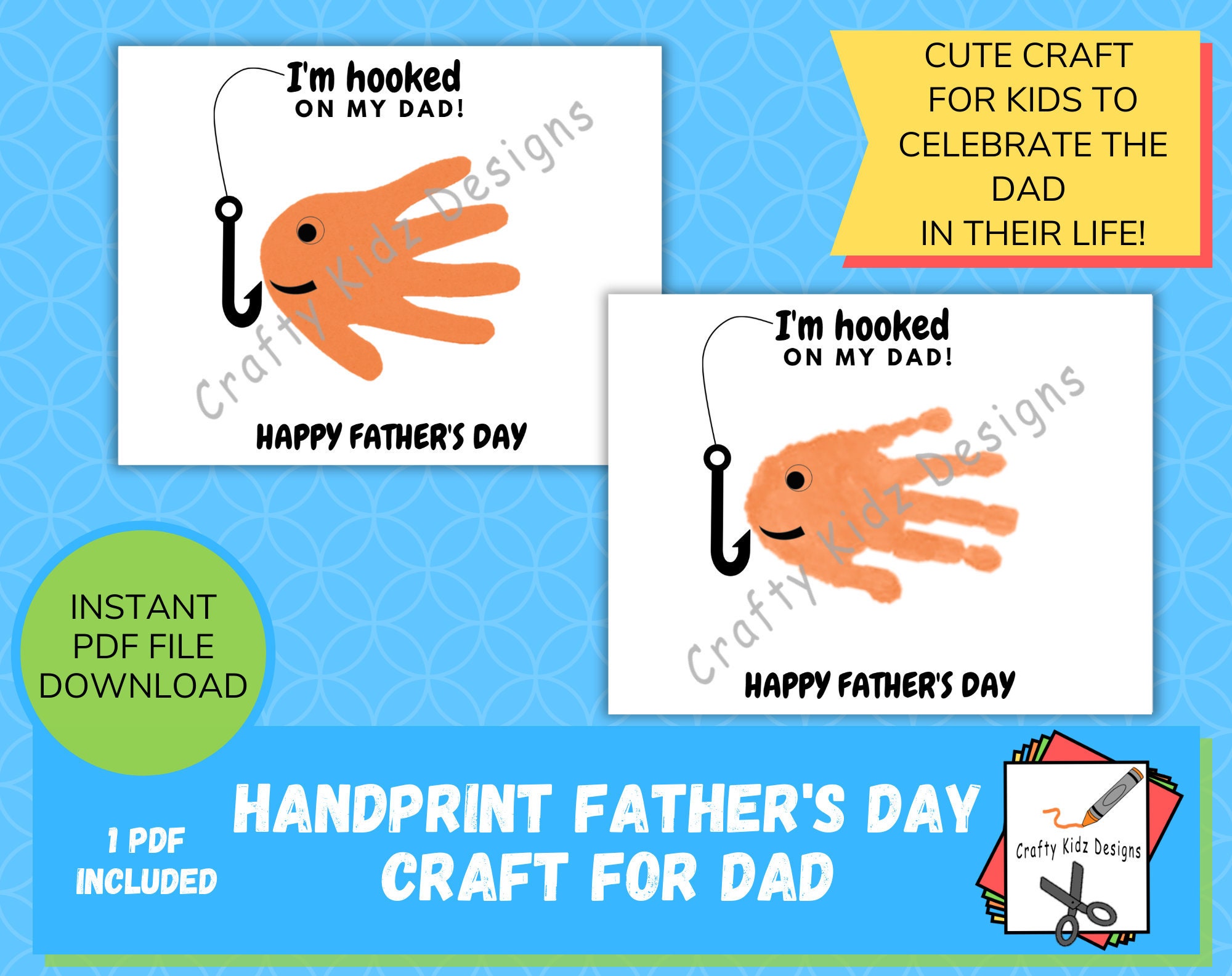 Handprint Father's Day Craft for Dad, I'm Hooked on You, Perfect Craft ...