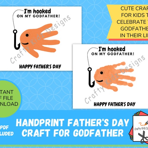 Handprint Father's Day Craft for Godfather I'm Hooked - Etsy