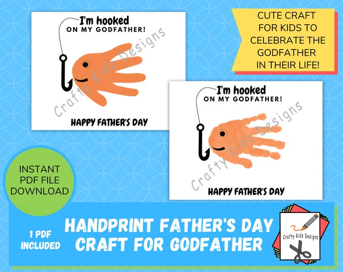 Handprint Father's Day Craft for Dad, I'm Hooked on You, Perfect Craft ...