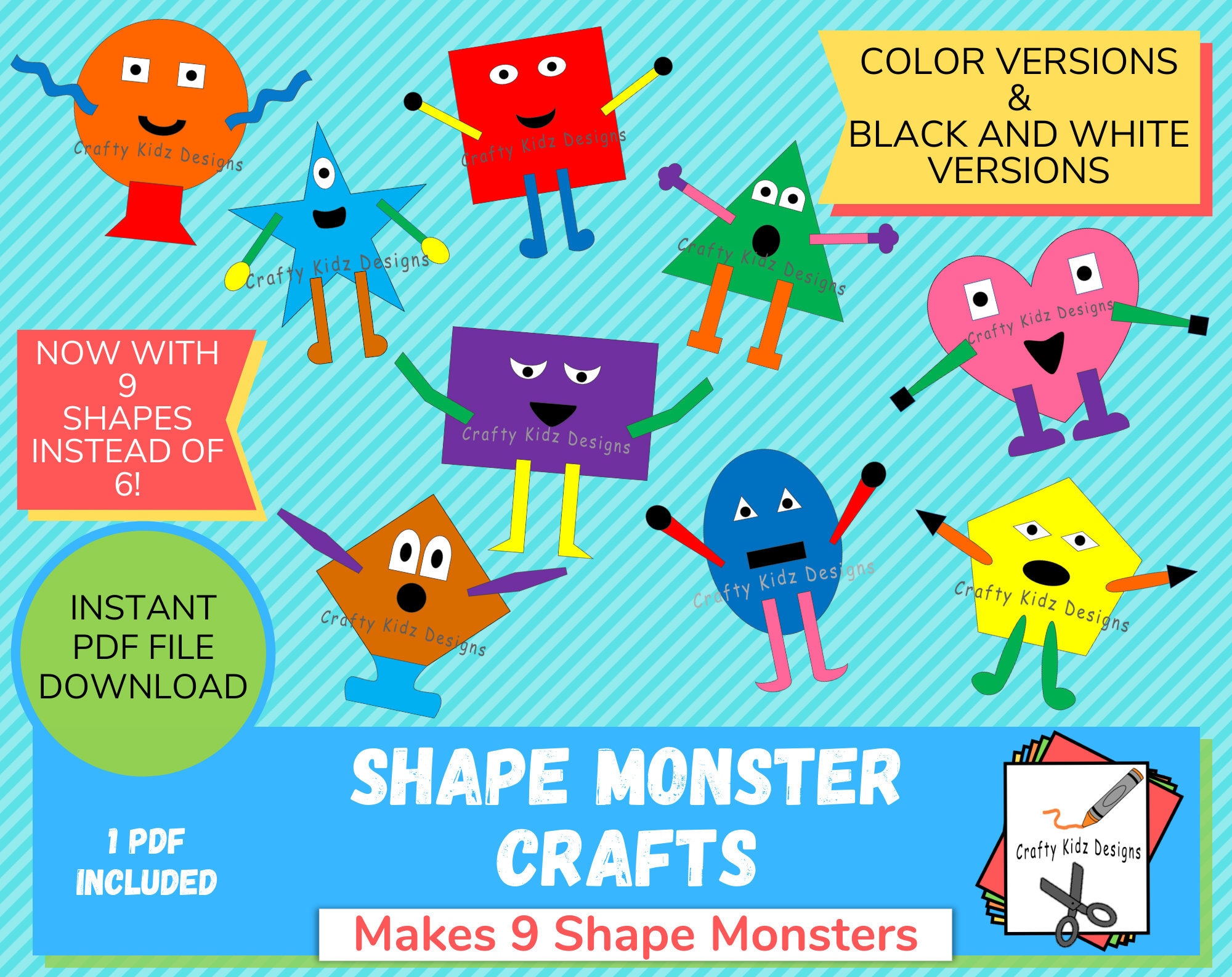 Shape Monster Crafts, Fun Way for Kids to Learn Shapes, Perfect Crafts ...
