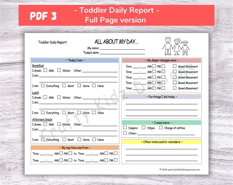 Infant, Toddler and Preschool Daily Reports Perfect for Home Daycares ...