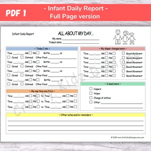 Infant, Toddler and Preschool Daily Reports Perfect for Home Daycares ...