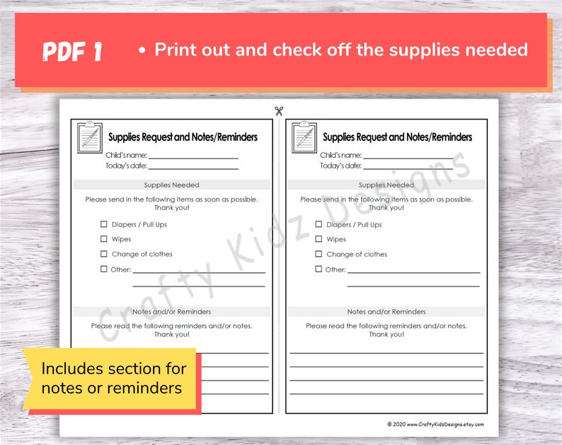 Daycare Supplies Request Form for Home Daycares, Childcare Centers and ...